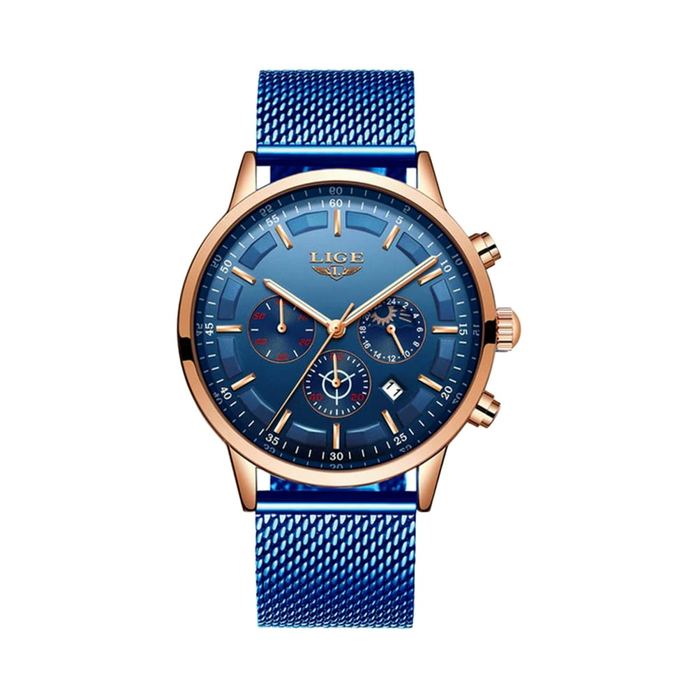 LIGE - LIGE Mens Luxury Sports Watch, 30M Waterproof, Stainless Steel ...