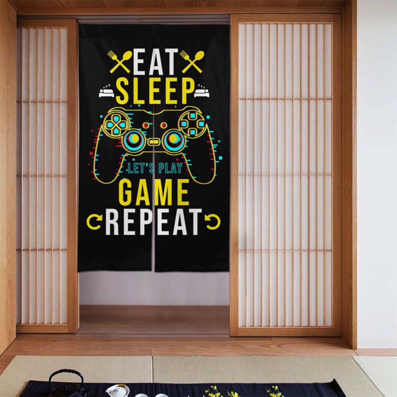 Doorway Drape Split Curtains, Game Controller Room Divider Privacy Door ...