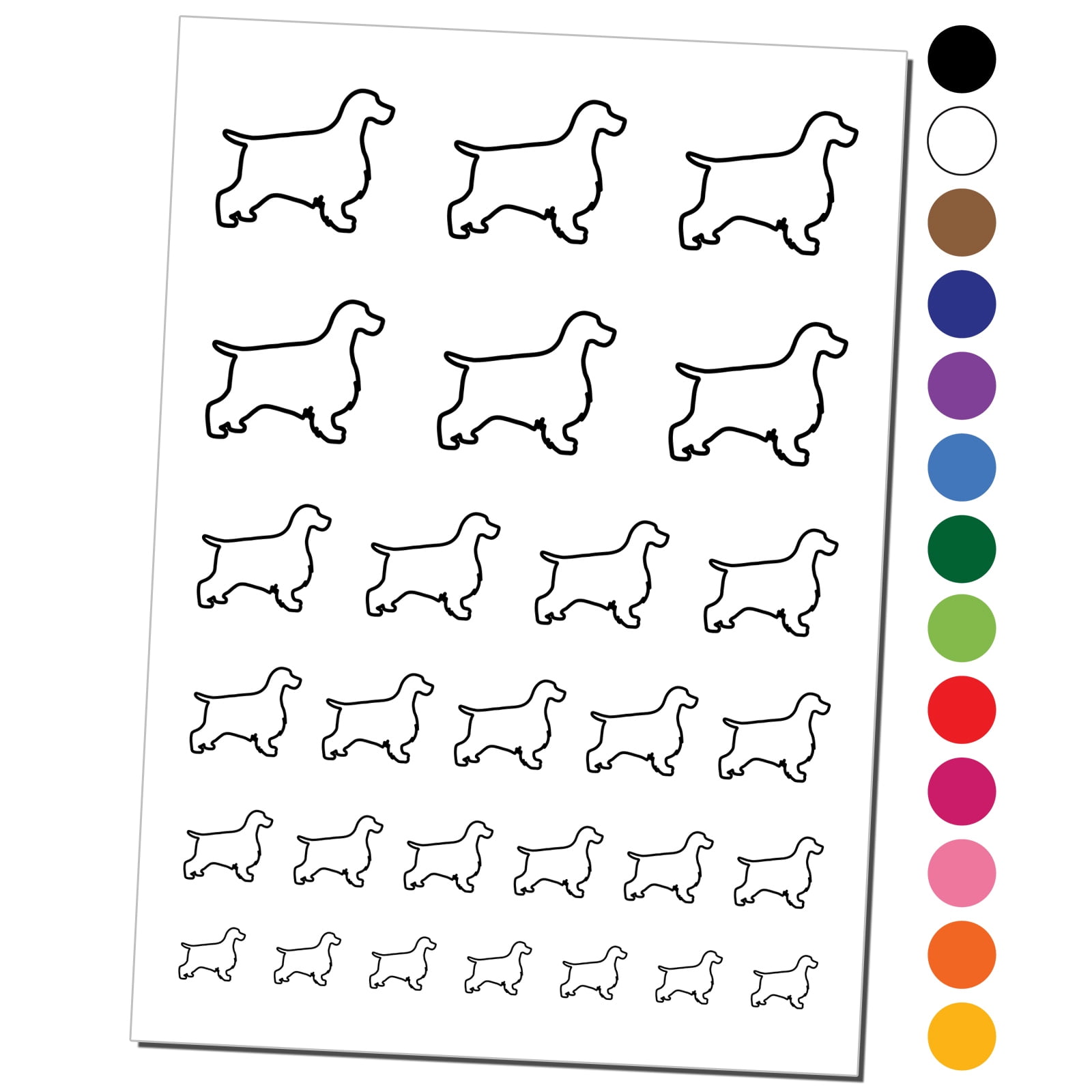 English Cocker Spaniel Dog Outline Water Resistant Temporary Tattoo Set ...