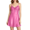 Feancey Women's Satin Chemise Nightgown Lace Tassel Trim V-Neck ...