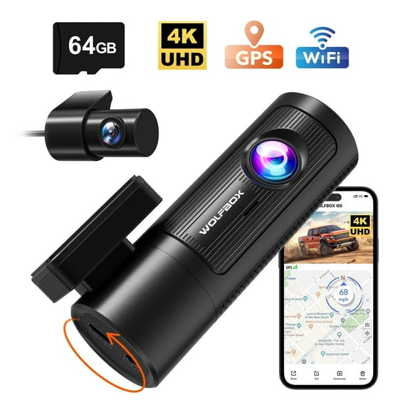 Osmo Dashcam Pro, 4K Wireless Car Dashcam Front and Rear, 5.8GHz WiFi GPS, Built-in 64GB Card ...