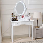 Boahaus Aphrodite Modern Vanity Table, White Finish, for Bedroom ...