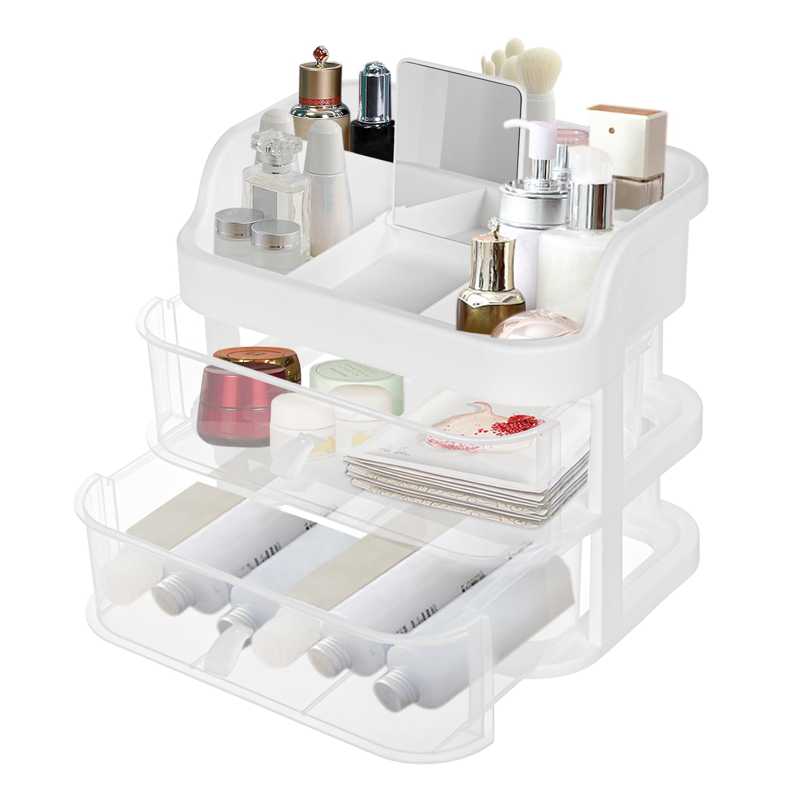 Makeup Organizer with 2 Drawers, Large Acrylic Cosmetic Display Cases ...