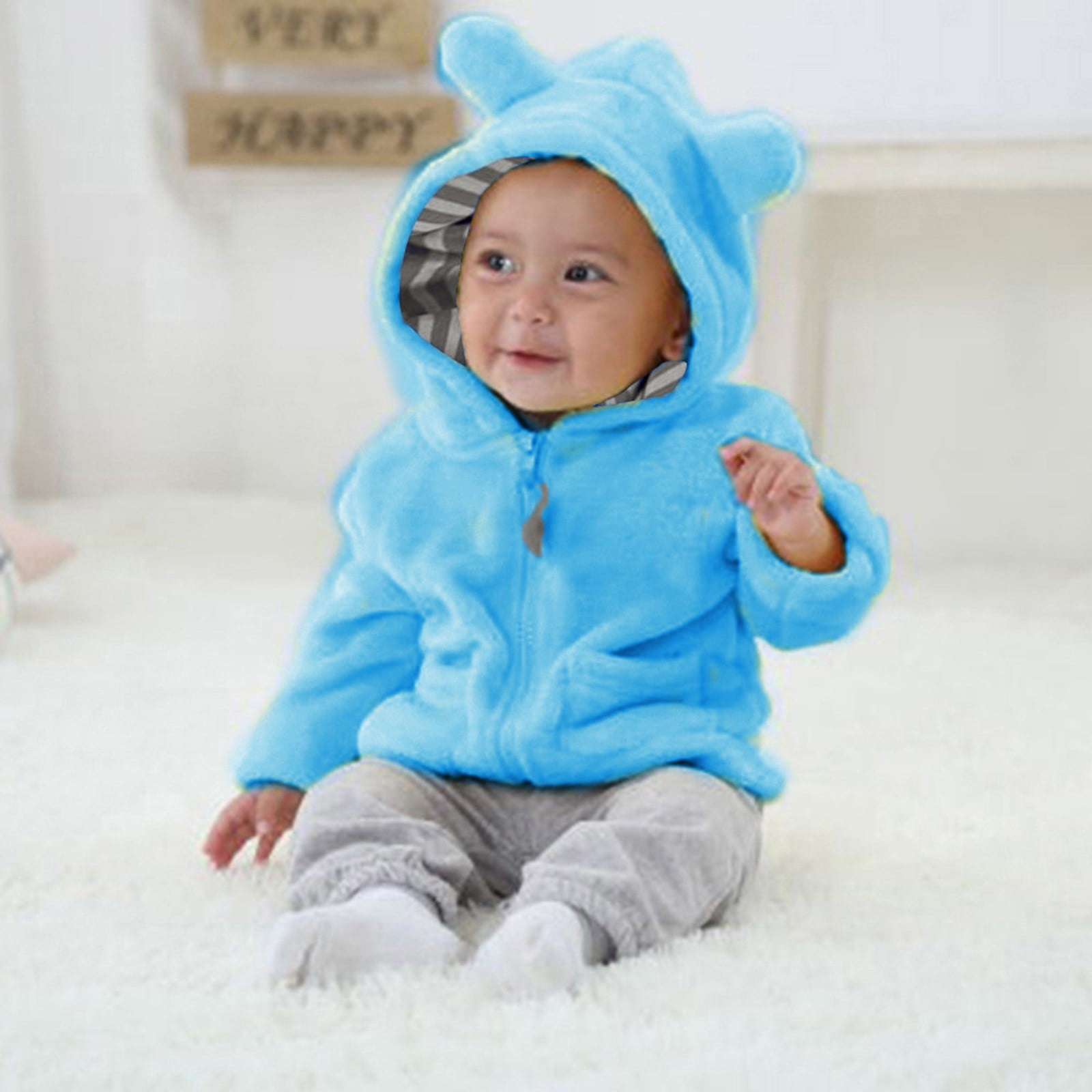 Floleo Girls Kids Outfits Newborn Baby Boys Girls Long Sleeves Keep Warm Hooded Coat Clothes ...