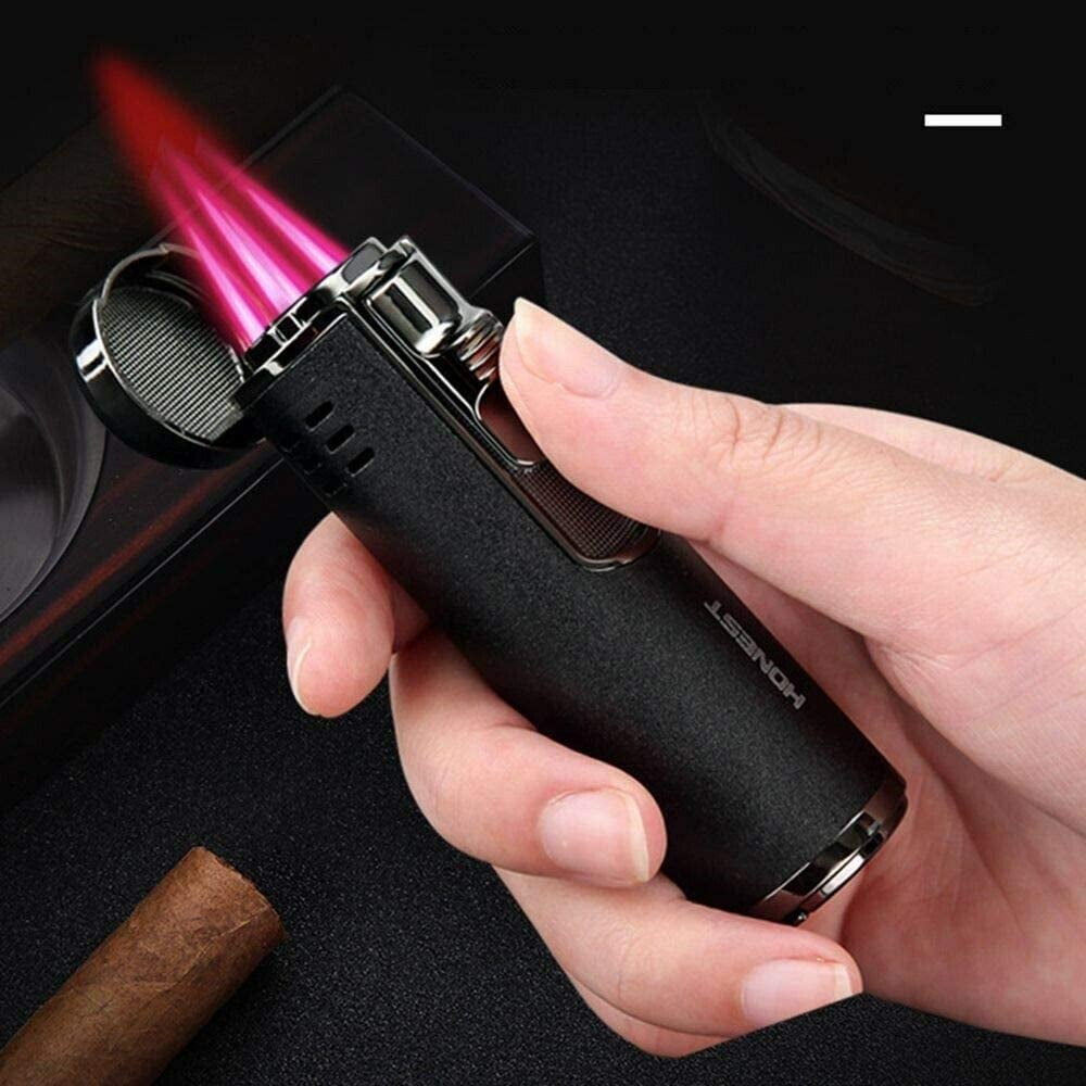 Buy Piioket Windproof Quad 4 Nozzles Jet Flame Lighter Refillable ...