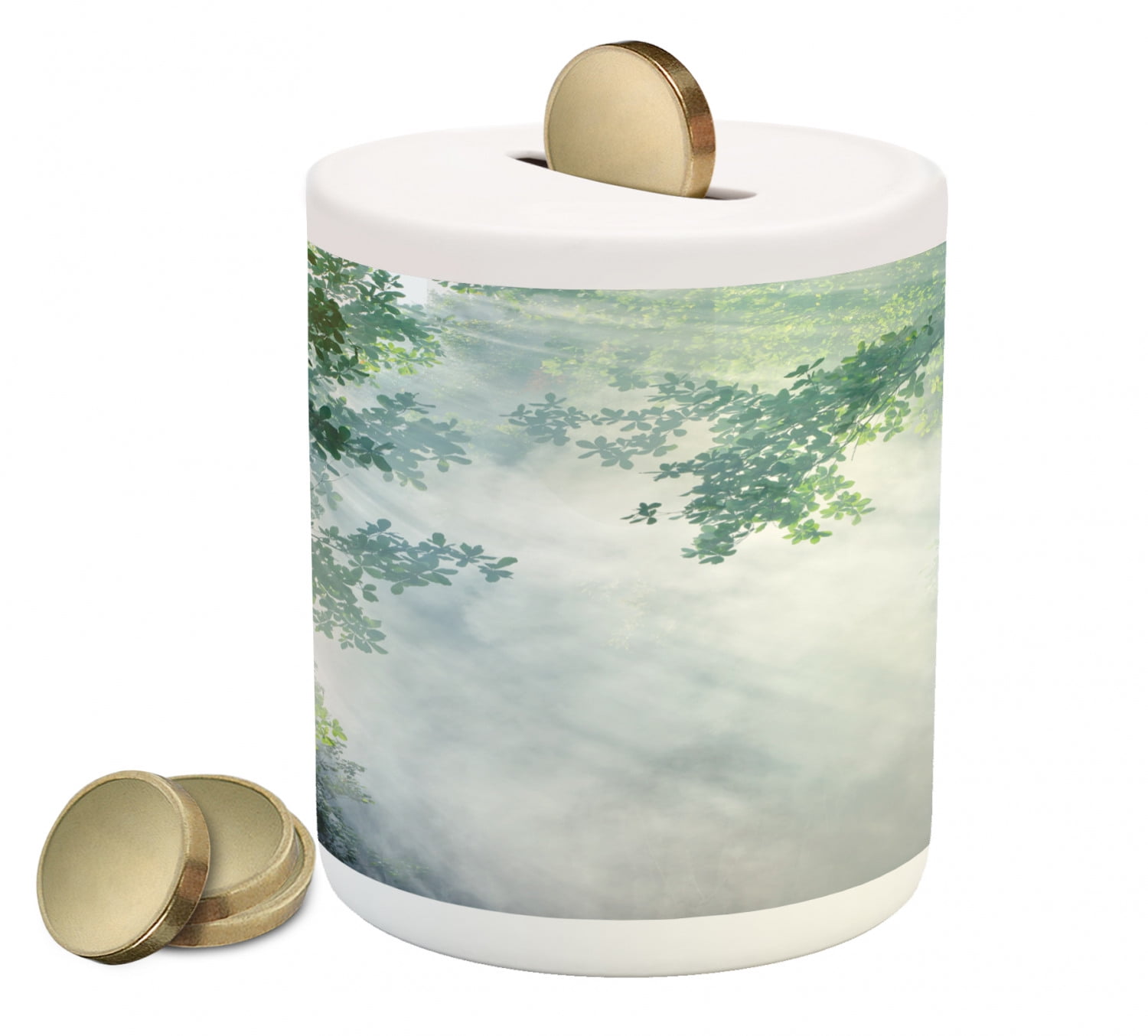 Rainforest Piggy Bank, Sunbeam Between Shadows of Trees Idyllic Scenery ...