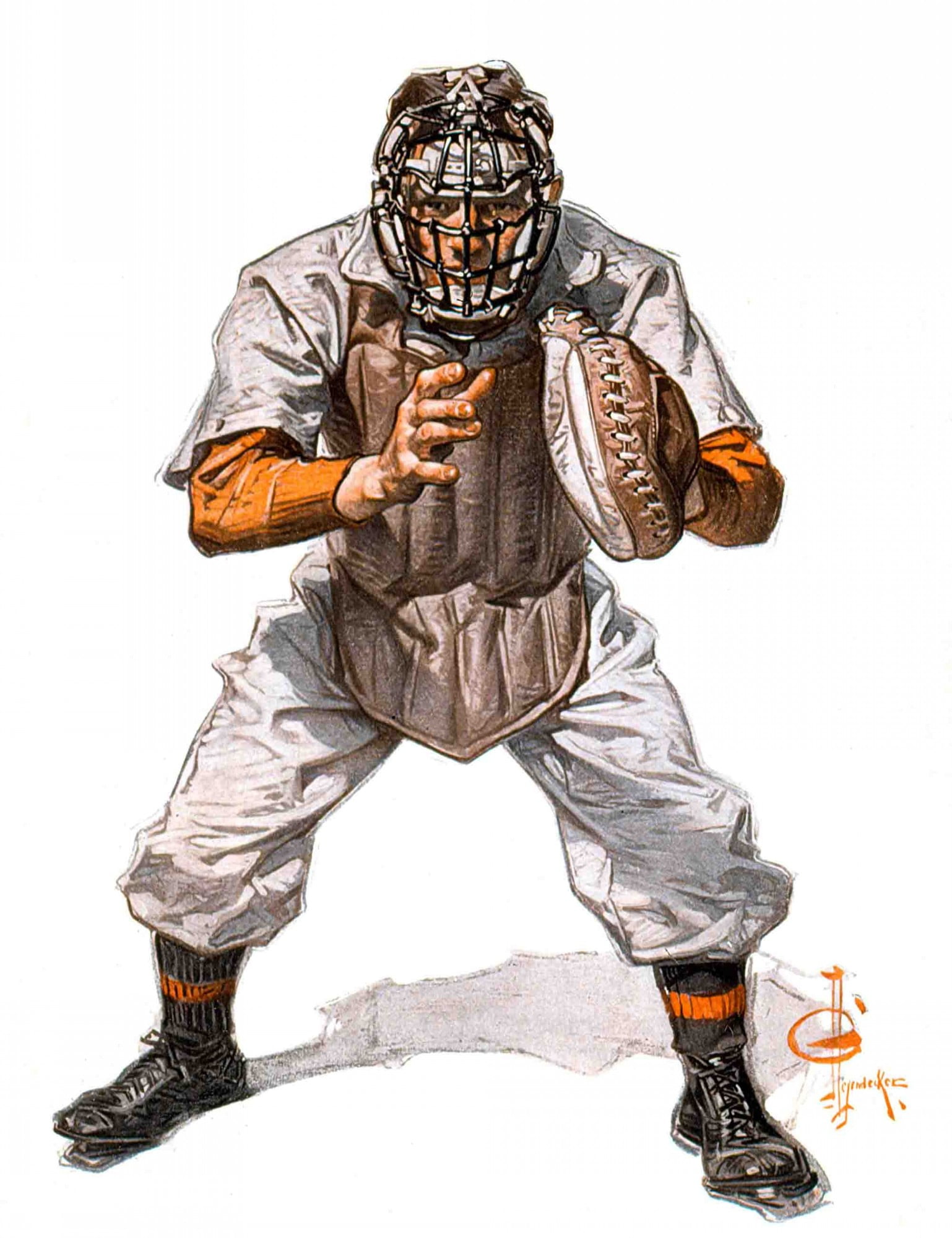 Baseball Catcher Drawing