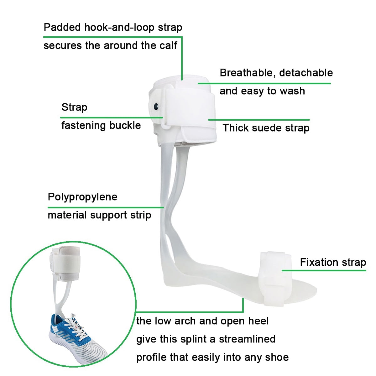 Buy Orthomen Drop Foot Brace AFO Leaf Spring Splint Ankle Foot Orthosis ...
