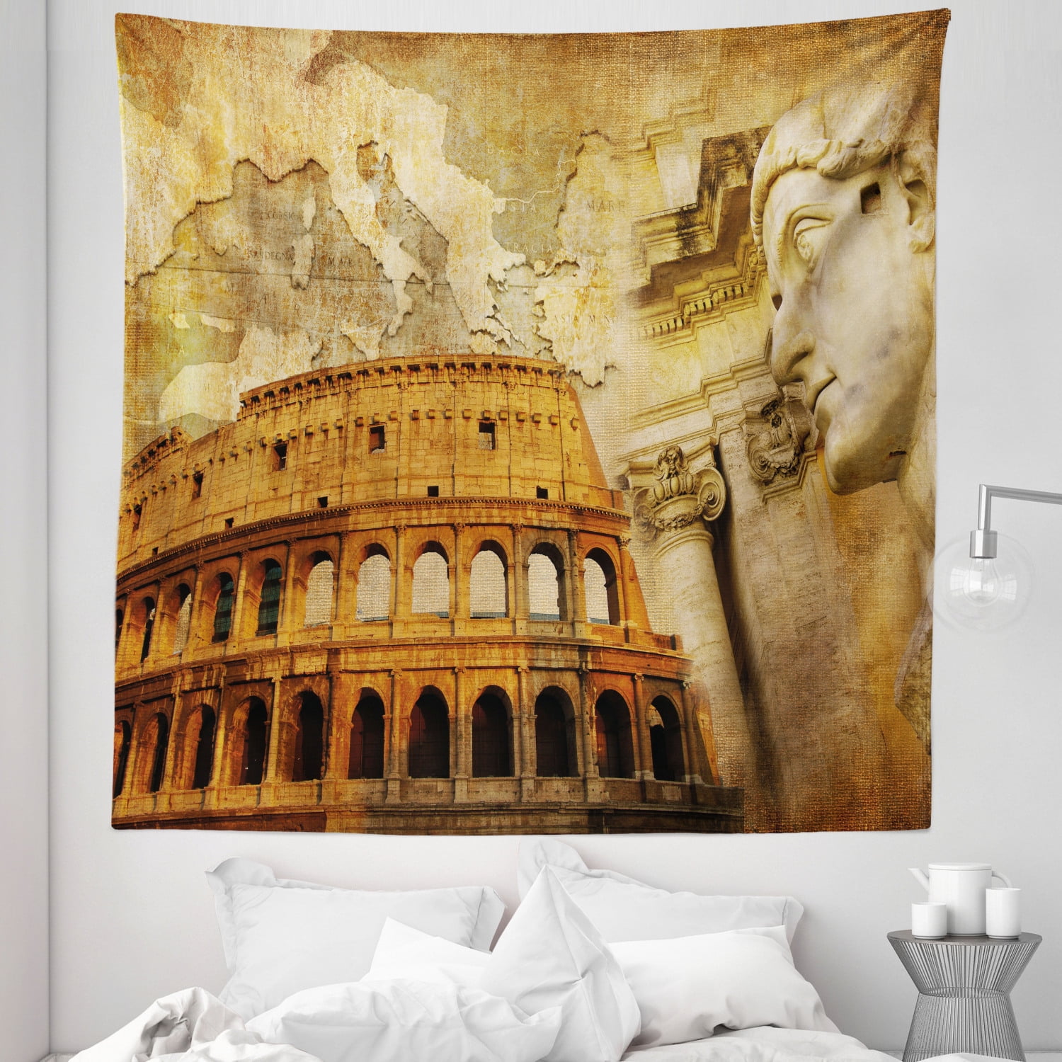 Retro Tapestry, Roman Empire Concept Famous Columns Sculptress ...