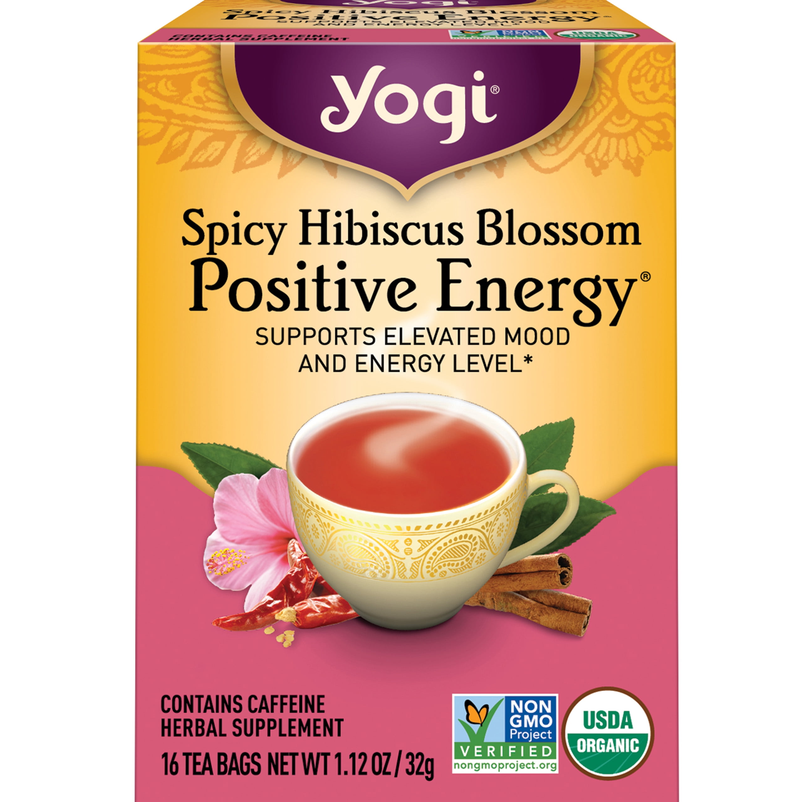 Yogi Tea - Spicy Hibiscus Blossom Positive Energy (4 Pack) - Supports ...