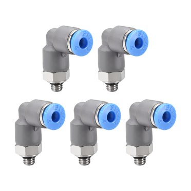 Elbow Push to Connect Air Fittings 6mm Tube OD X M5 Thread Pneumatic Connectors Grey 5Pcs ...