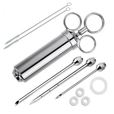Heavy Duty Stainless Steel Meat Injector Kit, 2 oz Turkey Flavor ...