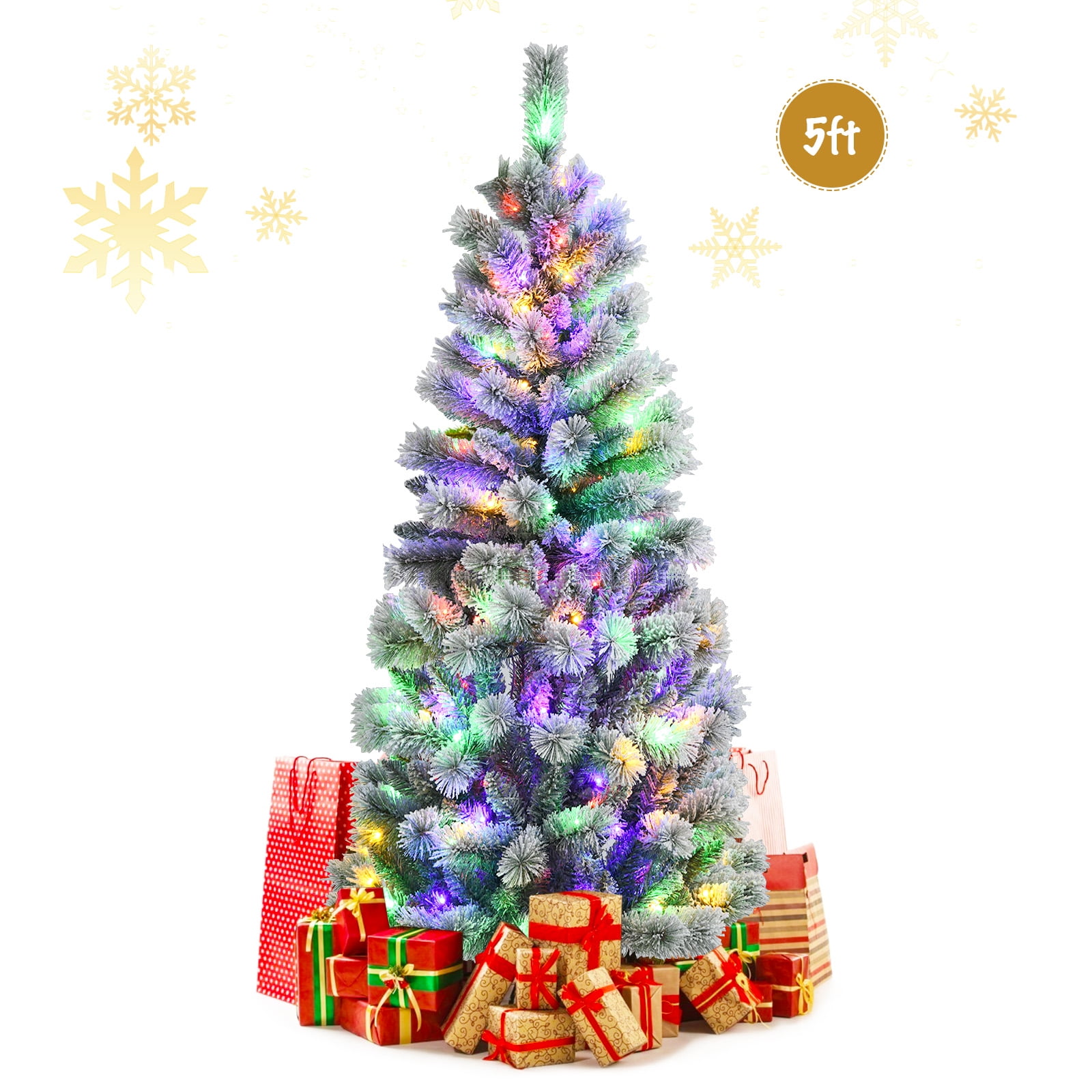 Click here for Patiojoy 5ft Pre-Lit Snow Flocked Christmas Pine T... prices