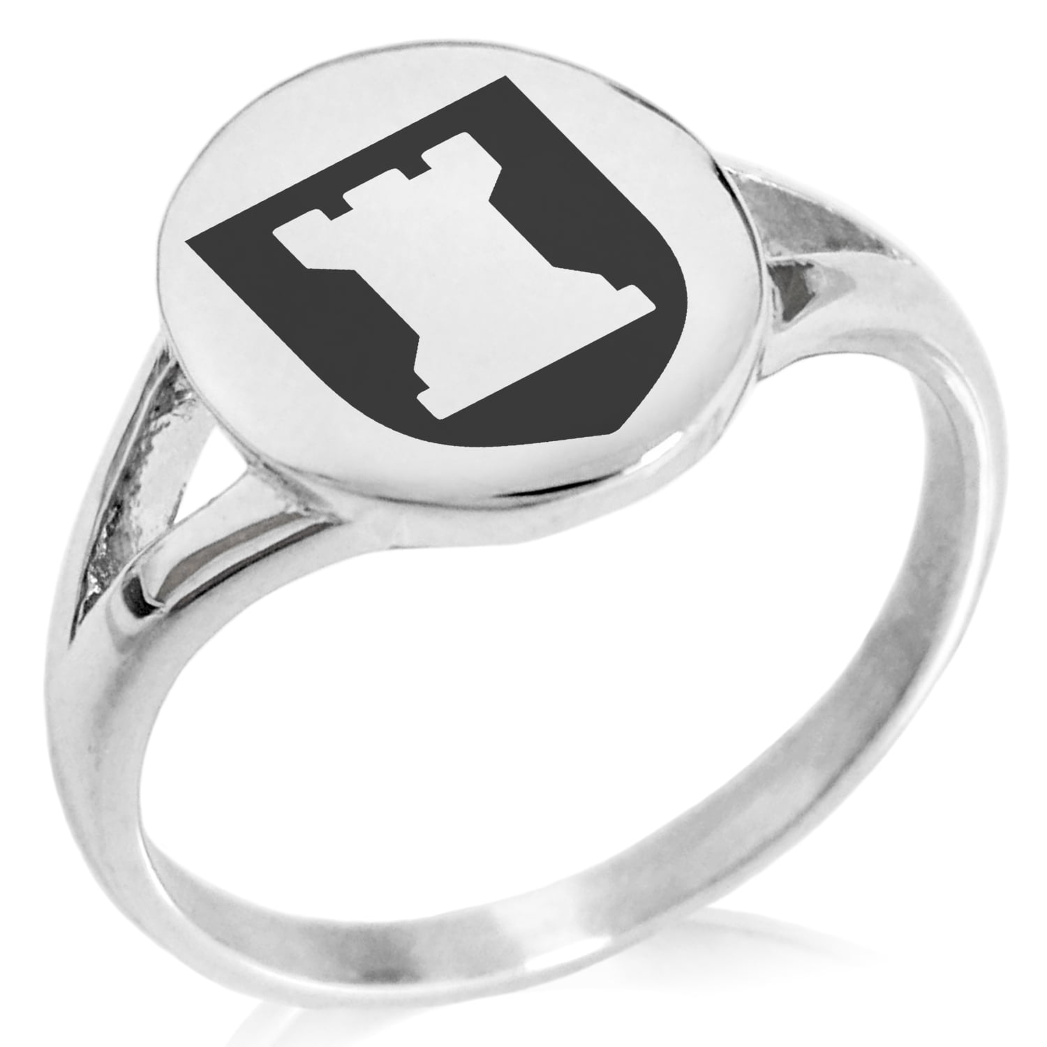 Stainless Steel Rook Strategy Coat of Arms Shield Minimalist Oval Top ...