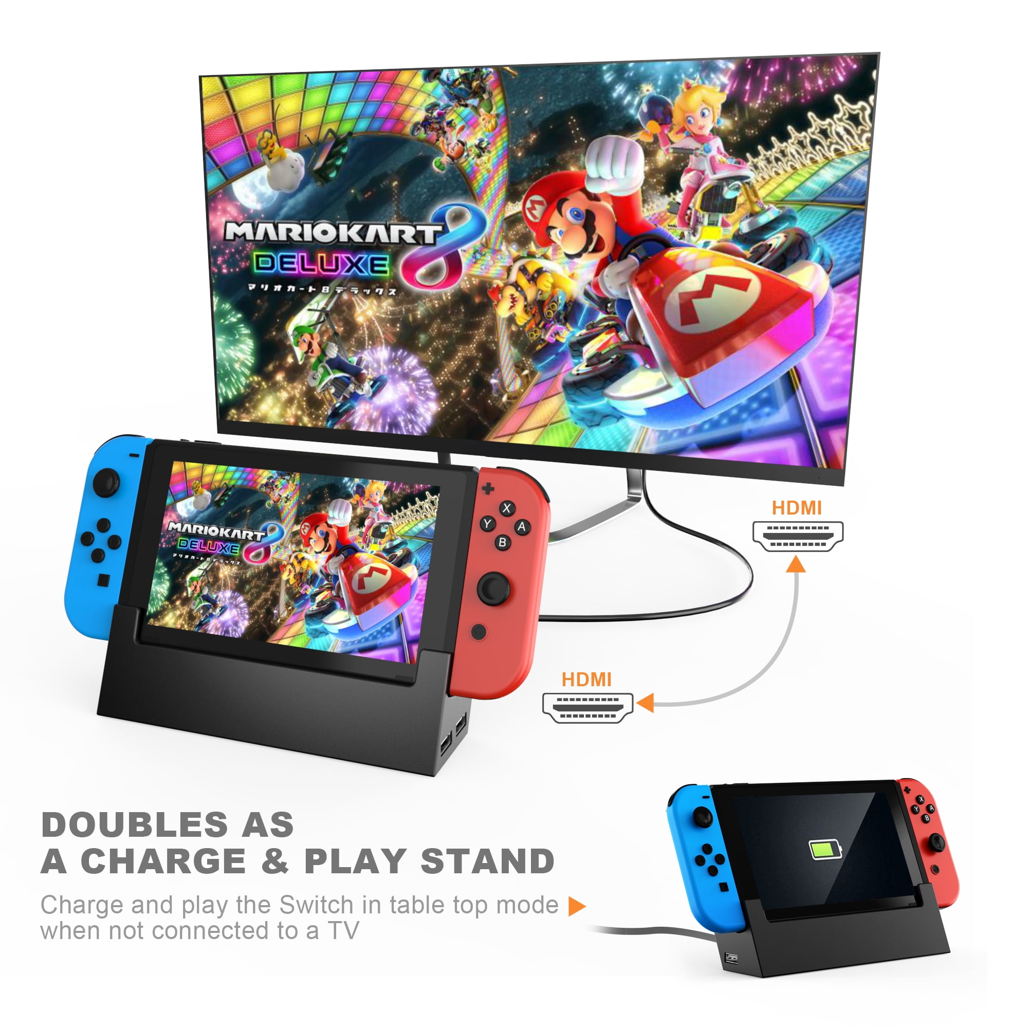 GameWill Switch Charging Dock for Nintendo Switch, Cradle Stand with TV ...