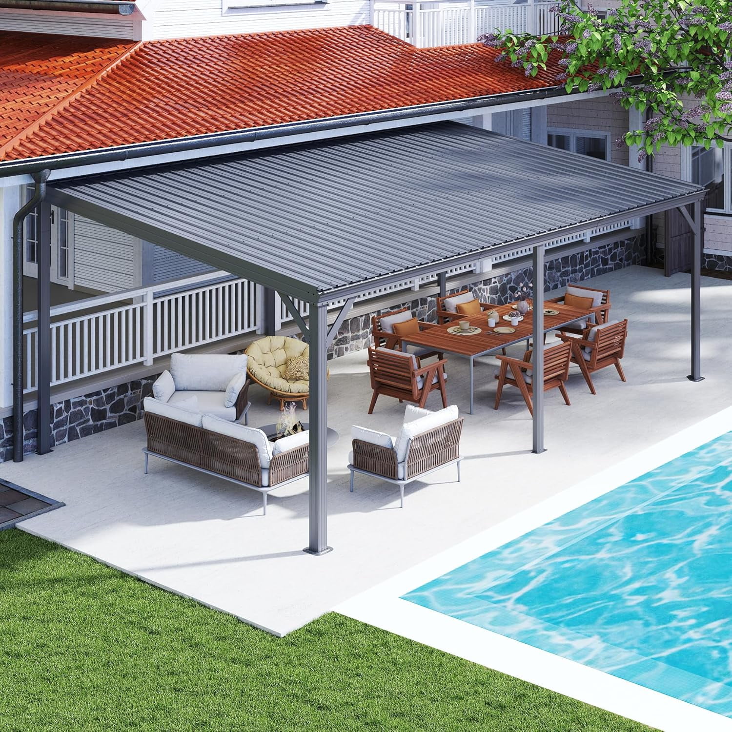 Click here for Domi Outdoor Living Domi 12x20ft Lean-To Gazebo  W... prices