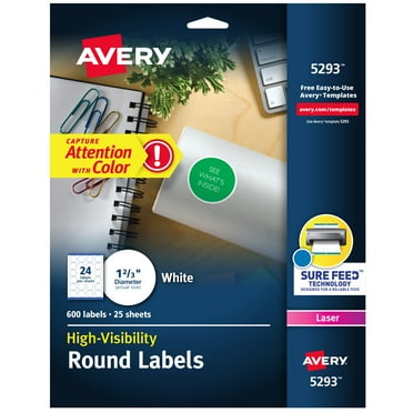 Avery Round Labels, Laser Printers, 2-1/2", 300 Labels (5294) - Walmart.com