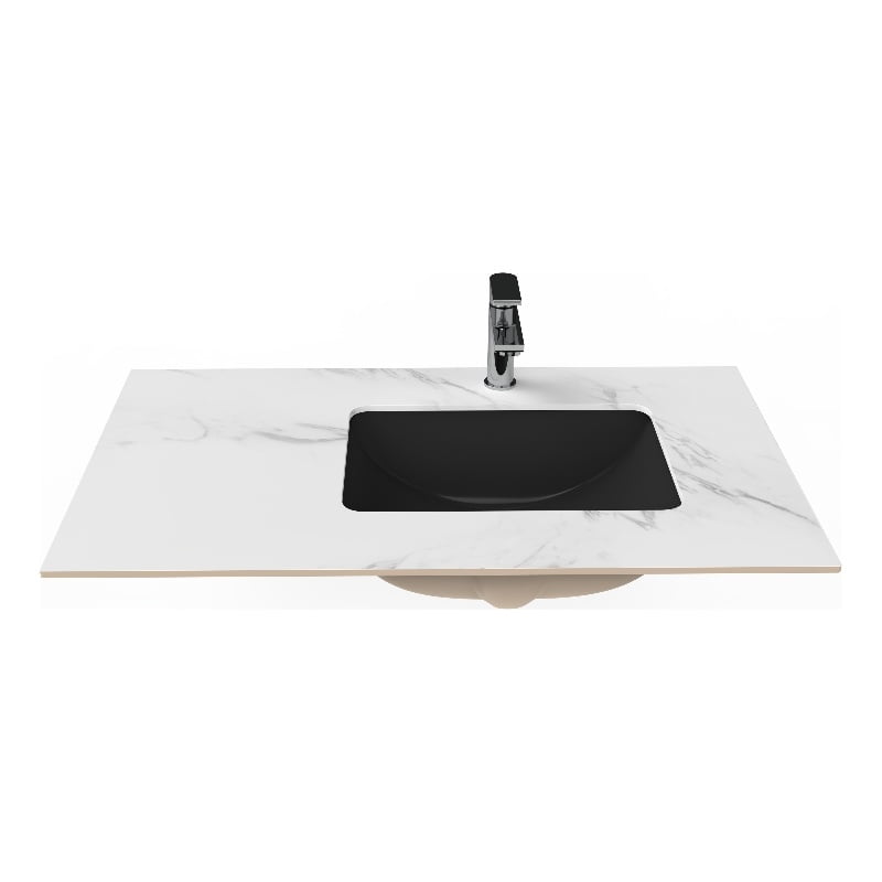 Castello USA Cassandra 36" Ceramic Porcelain Vanity Top with Black ...