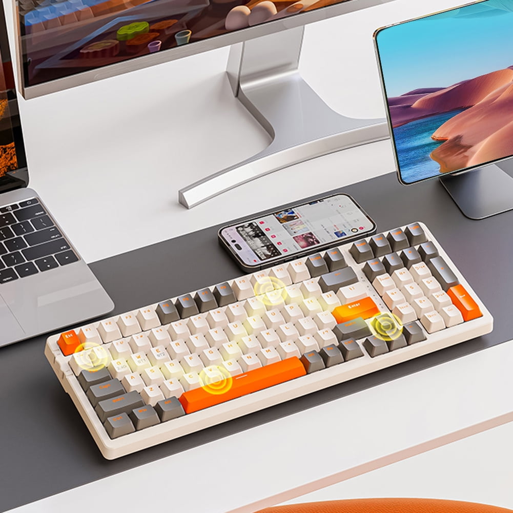 K96 Gamer Keypad 100 teclas Bluetooth compatible Hot-Swap Keyboard 2.4G ...
