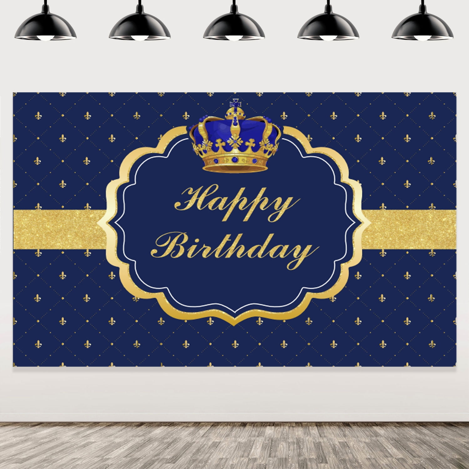 Royal Blue and Gold Happy Birthday Backdrop, Happy Birthday Backdrop ...