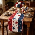 4th of July Patriotic Table Runner, Red White Blue Star & Stripe Print ...