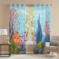 Cartoon Ocean Sheer Curtains 90 Inch Long 2 Panels, Coral Seaweed ...
