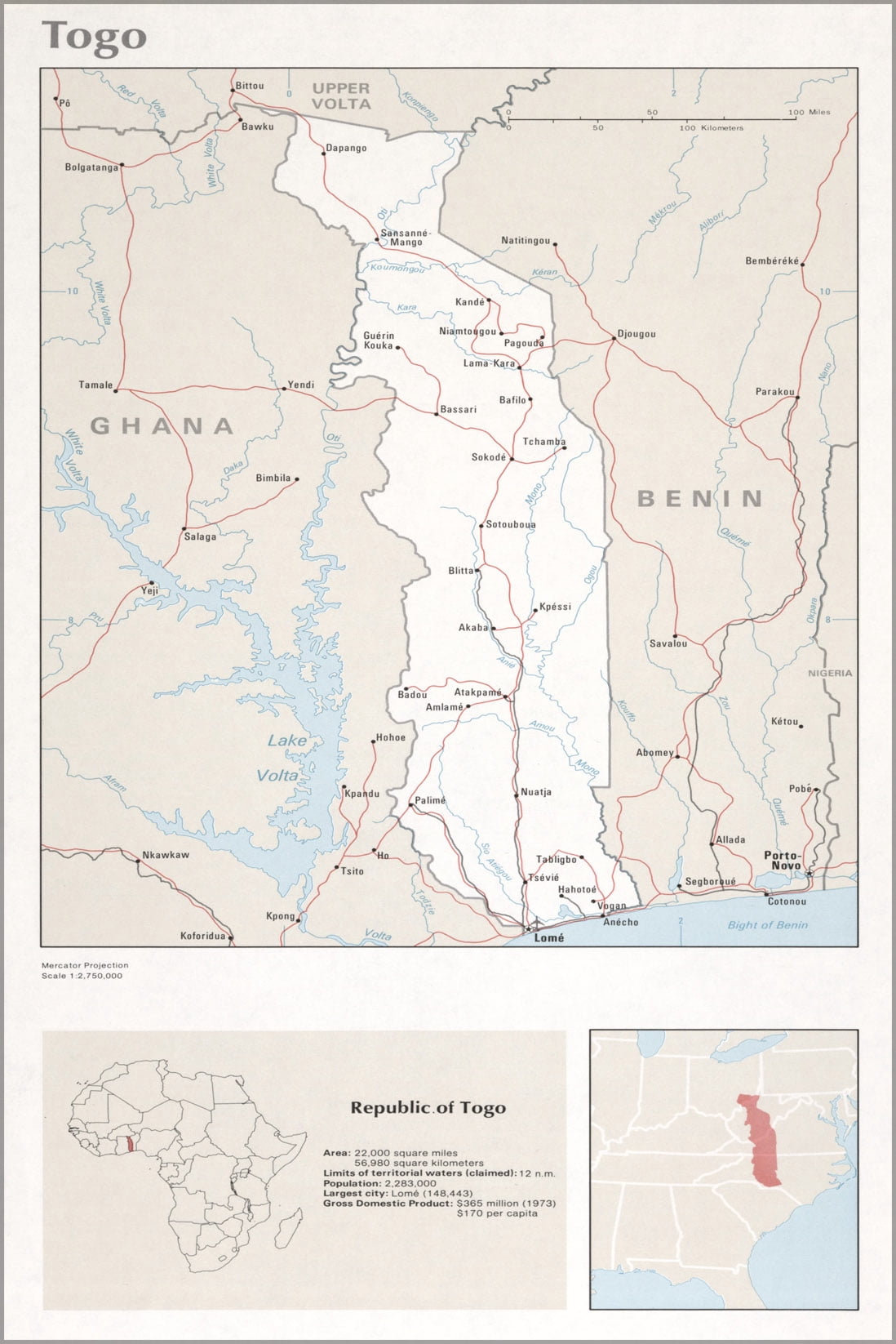 24"x36" Gallery Poster, cia map of Togo 1976 - Walmart.com
