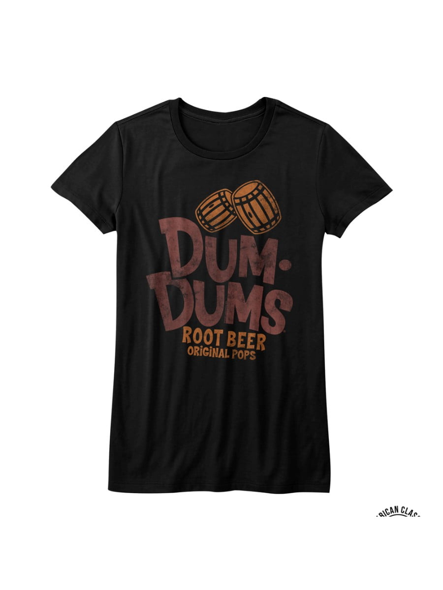 Dum Dums Sugar Candy Lollipop Root Beer Original Pops Juniors T-Shirt ...
