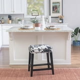 Linon Walt 24" Indoor Backless Wood Counter Stool, Black/Black Cow ...