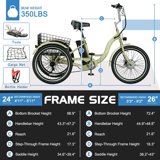 Lilypelle 26" 3 Wheel Electric Tricycle With accessories for Adults, 350W 36V 14.5Ah 7 Speeds ...