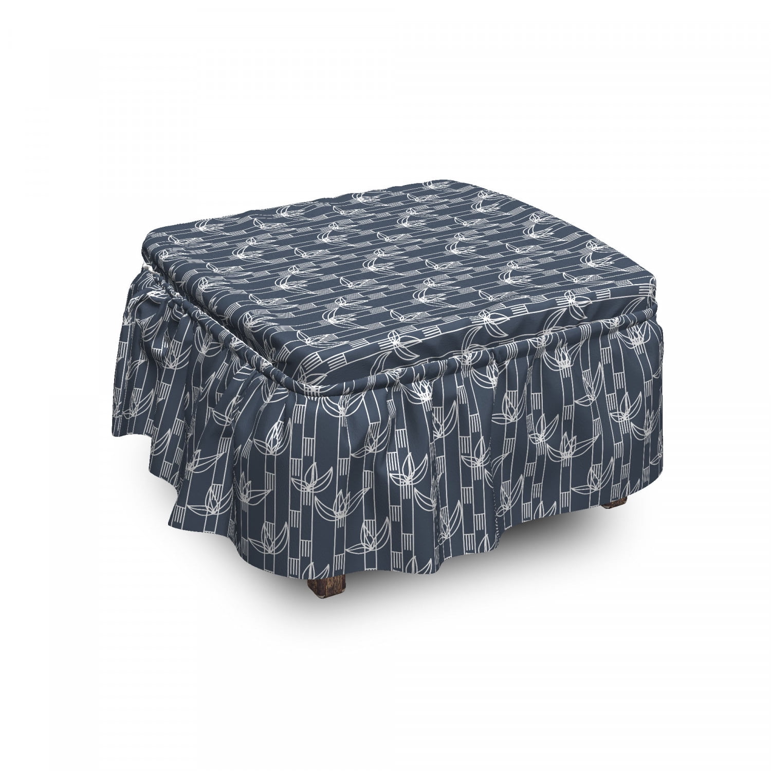 Japanese Ottoman Cover, Japanese Striped Graphic, 2 Piece Slipcover Set ...