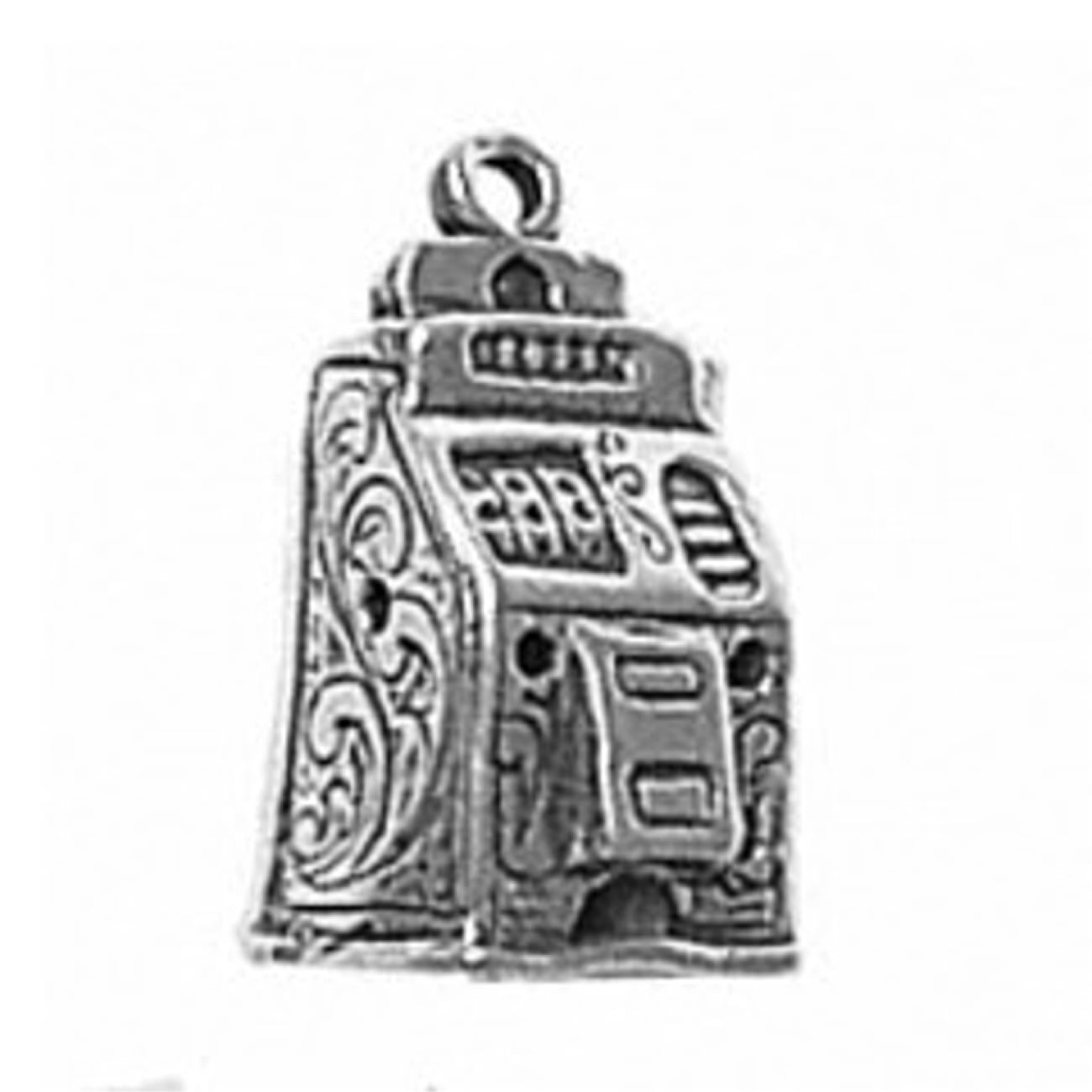 Sterling Silver 30" .8mm Box Chain 3D One Armed Bandit Las Vegas Slot ...