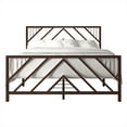 Castle Place Modern Geometric Slat Full Size Metal Platform Bed, Brown ...