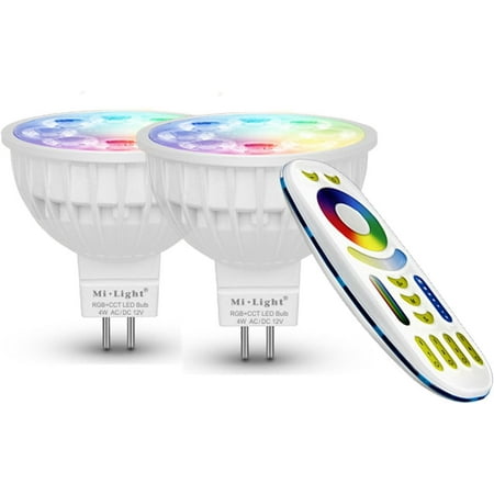 2 x Multi-color LED bulb RGB/RGB plus warm white, WiFi, 4W/GU5.3 ...