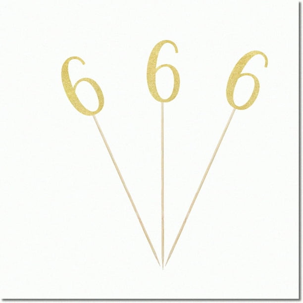 Sparkling Gold 6th Birthday Centerpiece Sticks - 12-Pack Glittery ...