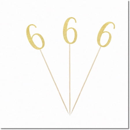 Sparkling Gold 6th Birthday Centerpiece Sticks - 12-Pack Glittery ...