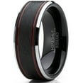 Metal Masters Tungsten Carbide Mens Black Brushed Textured Center Wedding Band Engagement Ring ...