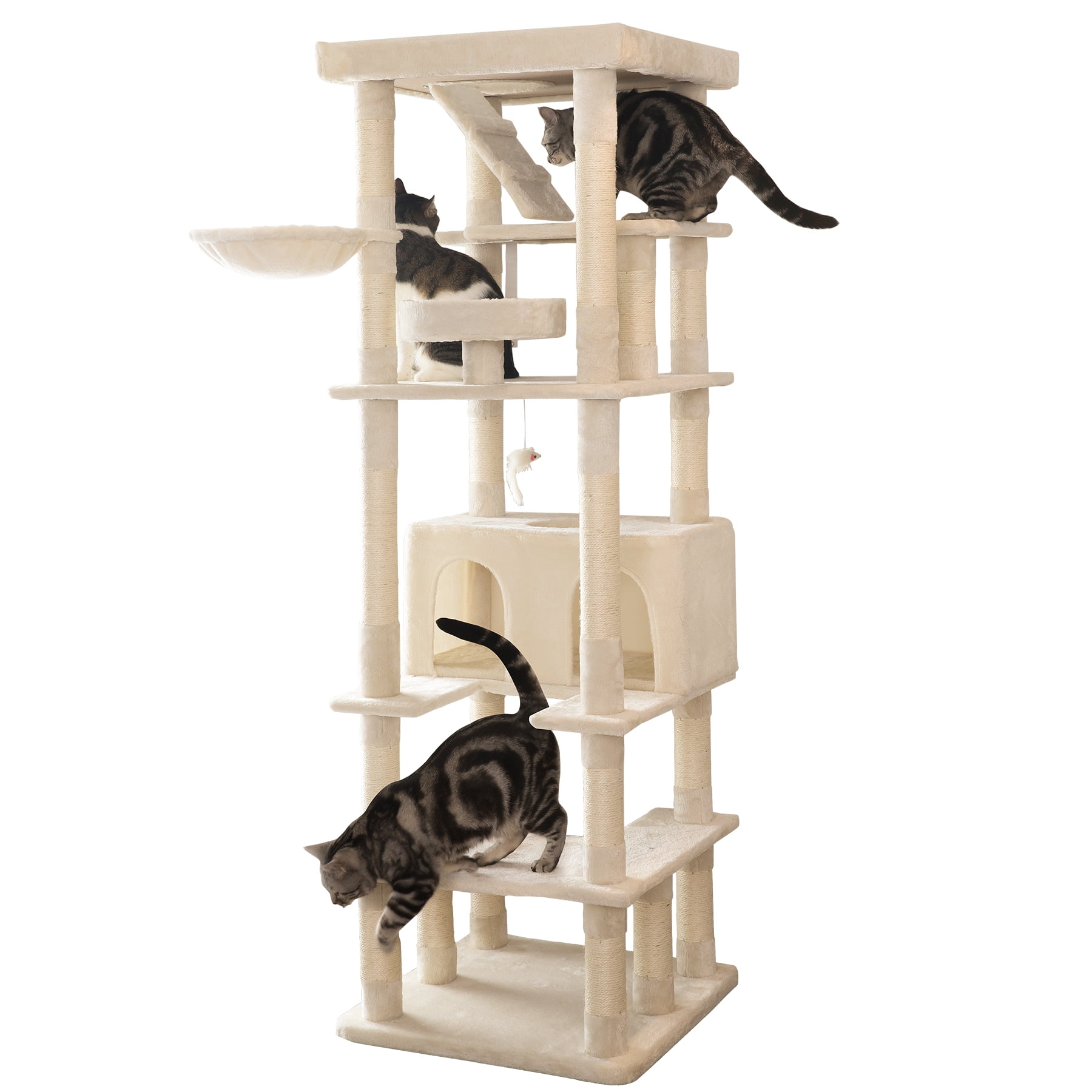 MWPO 74.8-in Extra Large Cat Tree with Double Condo and Scratching Post ...