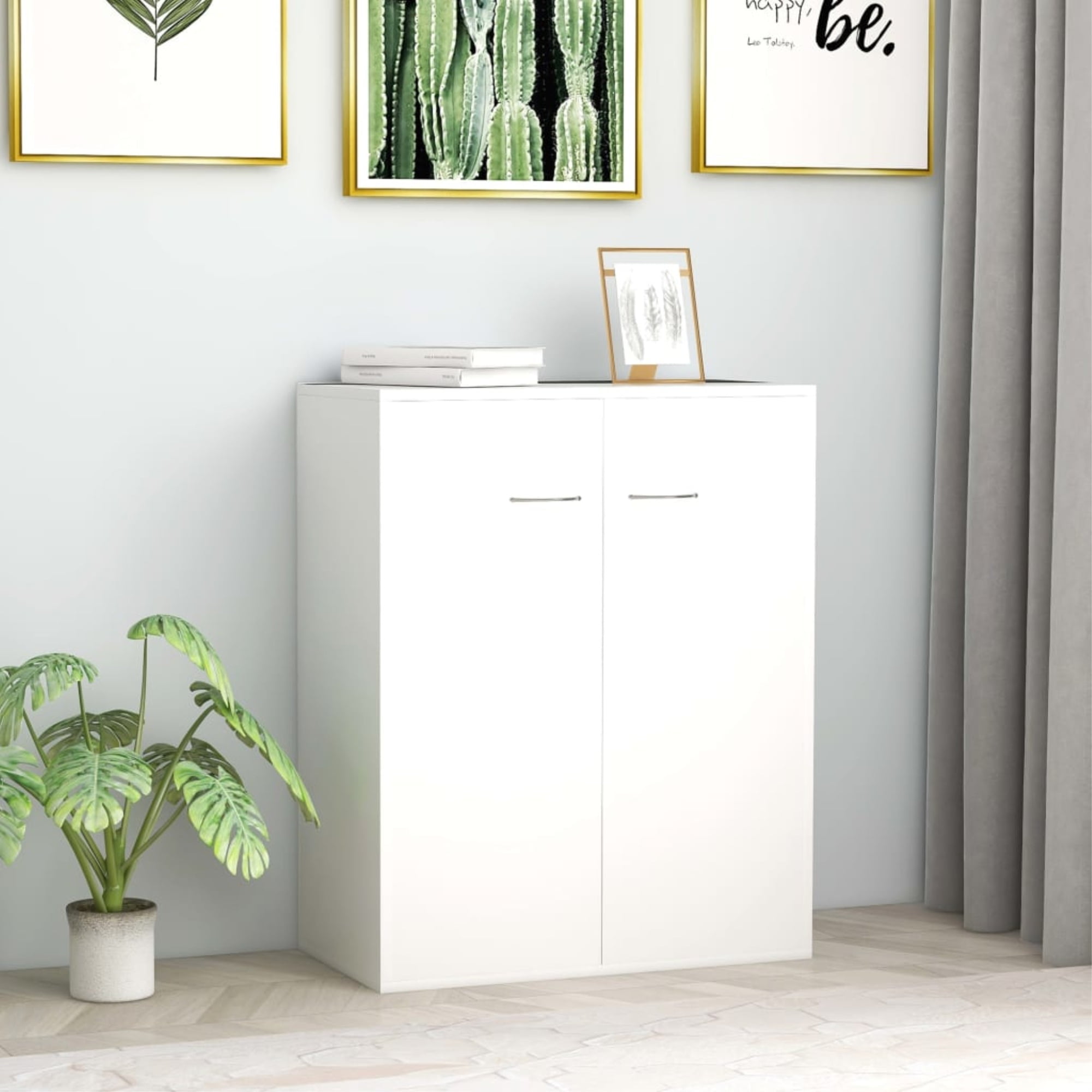 vidaXL Sideboard White 23.6"x11.8"x29.5" Chipboard - Walmart.com ...