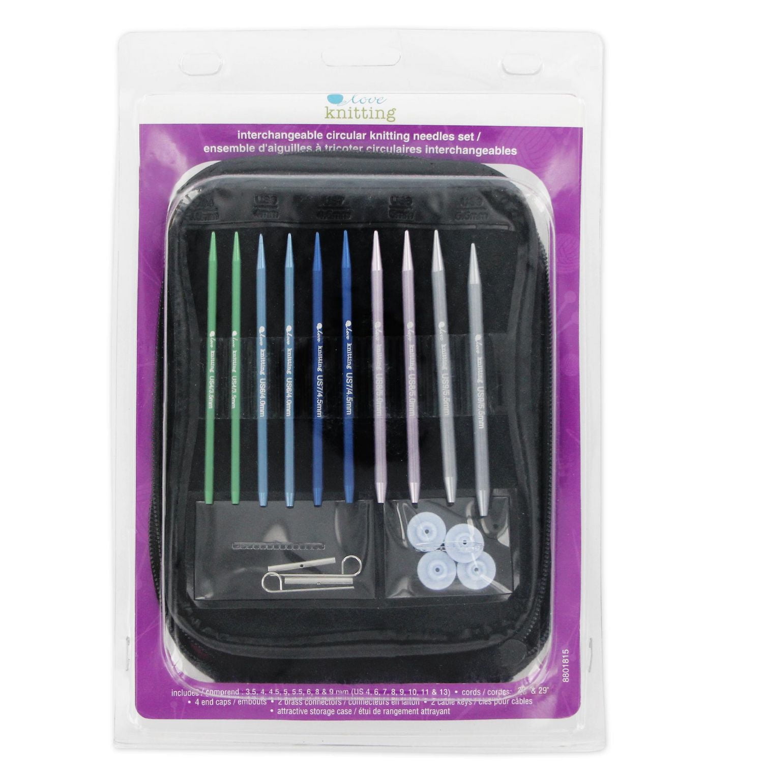 LOVE KNITTING Interchangeable Circular Needle Set with Cables & Case ...