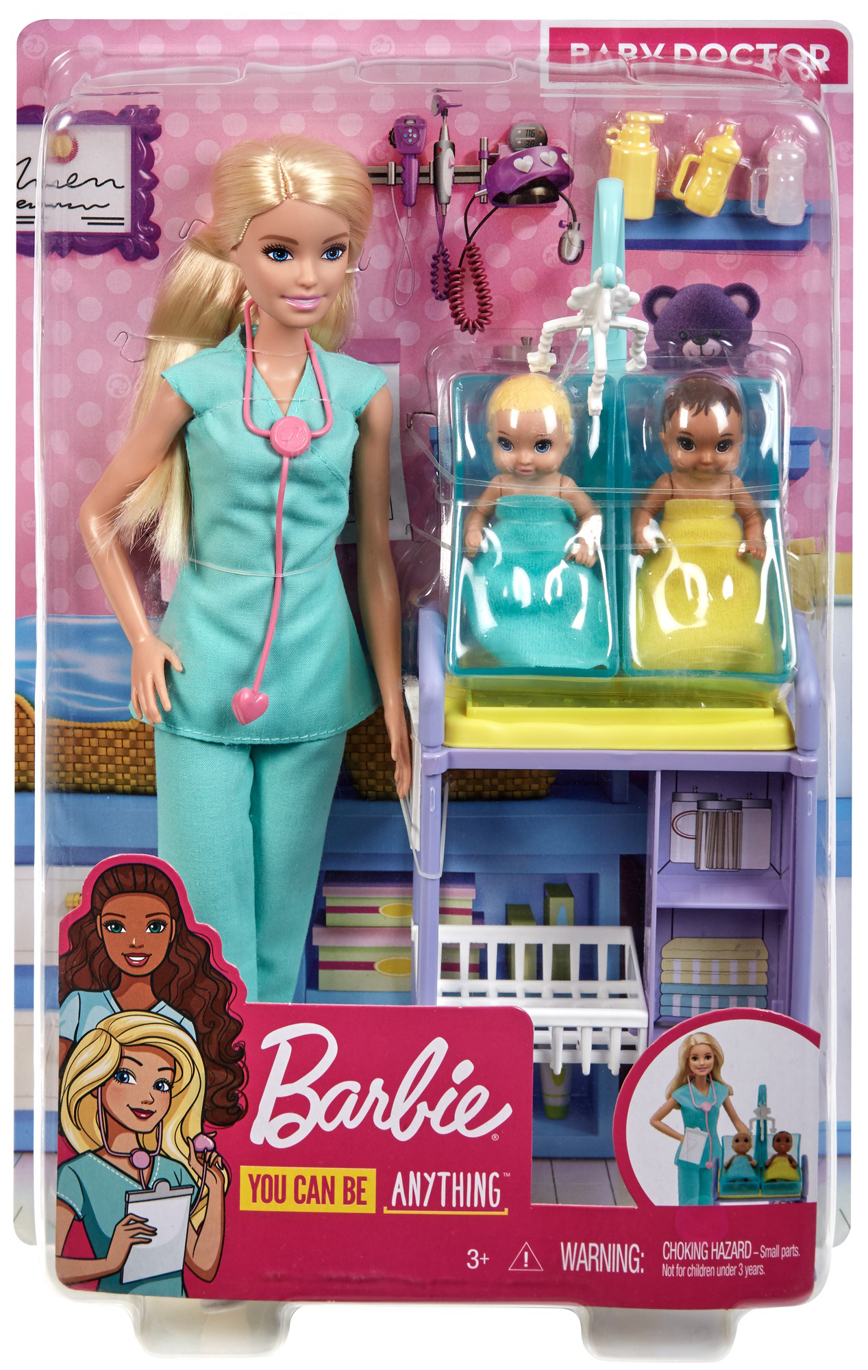 Barbie Baby Doctor Playset with Doll 2 Infant Dolls, Exam Table and ...