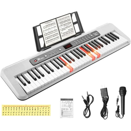 Piano Keyboard 61 Keys for Kids, Electric Musical Digital Lighted ...