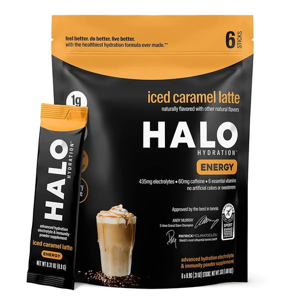 HALO Iced Caramel Latte - Energy Drink Powder – Healthy Coffee Mix for ...