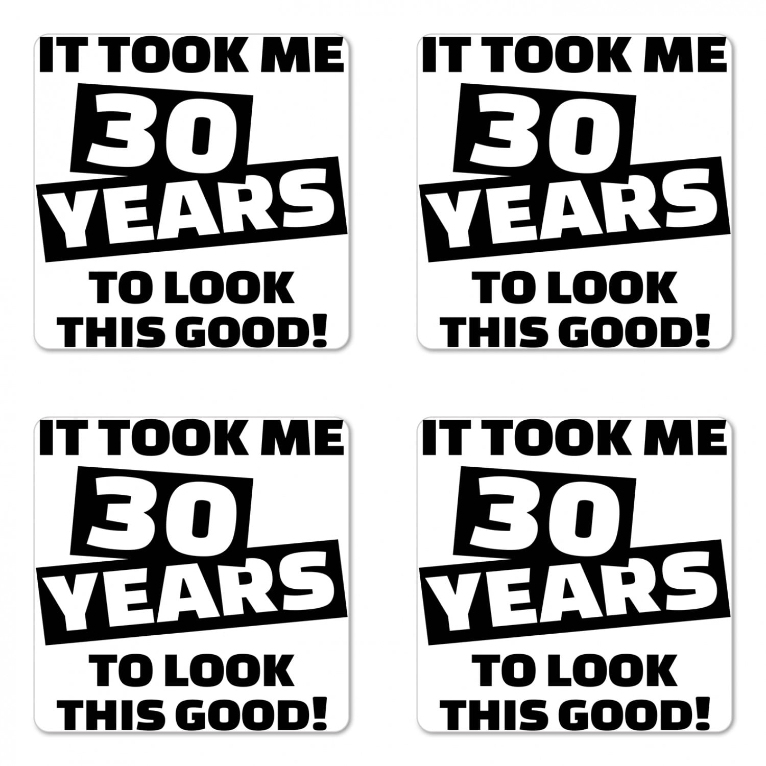 30th Birthday Coaster Set of 4, Motivational Funny Birthday Slogan in ...