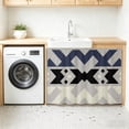 Abstract Art Cabinet Curtains 11" W x 13" L Blue Black Beige Line ...