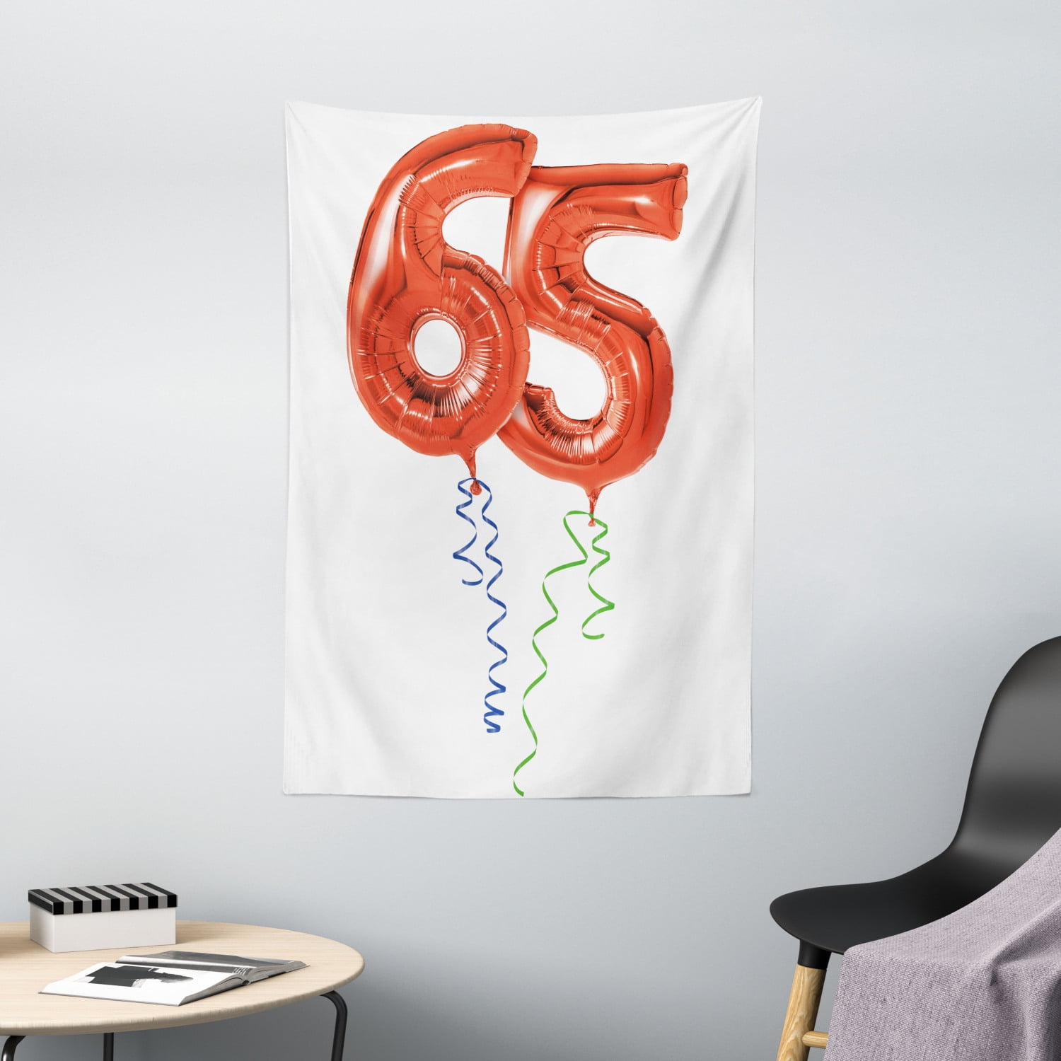 65th Birthday Decorations Tapestry, Birthday Balloons Age Sixty Five ...