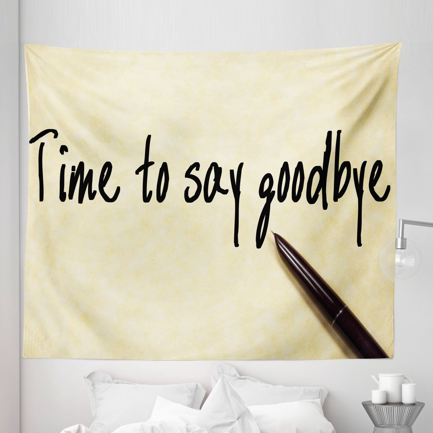 Vintage Tapestry, Time to Say Goodbye Hand Writing Ink Pen and Paper ...