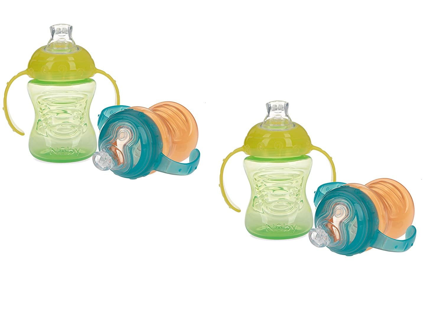 Nuby No-Spill Super Spout Grip N' Sip Cup Orange/Green-4 Pack - Walmart.com