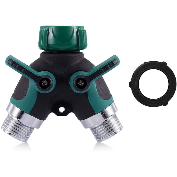 Dual Hose Connector 2 Way Garden Y Hose Connector Metal Body 3/4" Water ...