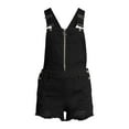 No Boundaries Juniors' Zip Front Shortalls with Destruction and Raw Hem ...